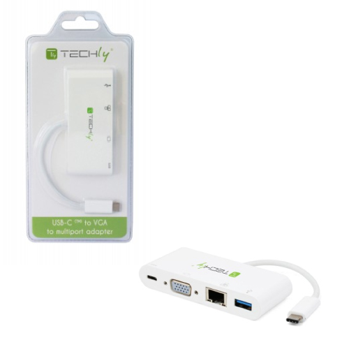 Bass Computers, Inc. - 102093 - Techly USB-C to USB 3A W/VGA