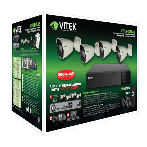 Bass Computers, Inc. - VT-TN4KTL4B-2 - KIT 4 CH POE NVR 4X